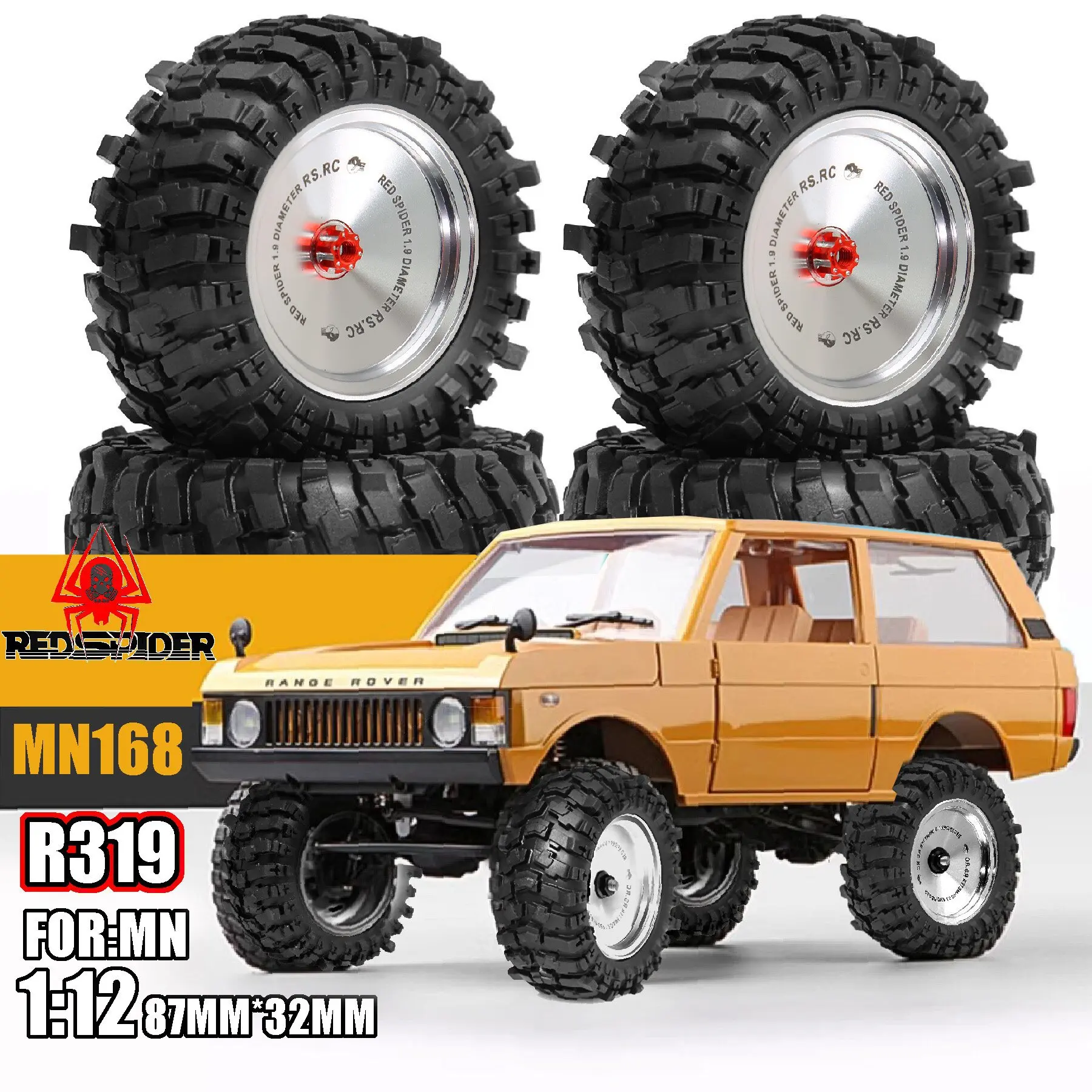 RC 크롤러 자동차 MN168 MN78 MN98 MN99S MN82 MN82S LC79용 4개 87mm 1/12 크롤러 타이어 ...