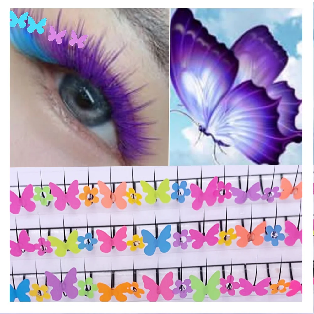 Fluorescence-Butterfly-False-Eyelashes-Mixed-Color-Glitter-Eyelash ...