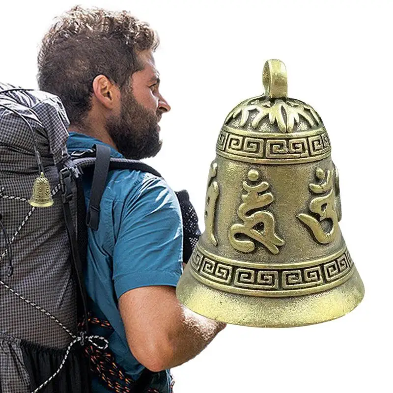 Bear Bells Hiking Gear Buddhist Six-character Mantra Pattern Bell Brass ...