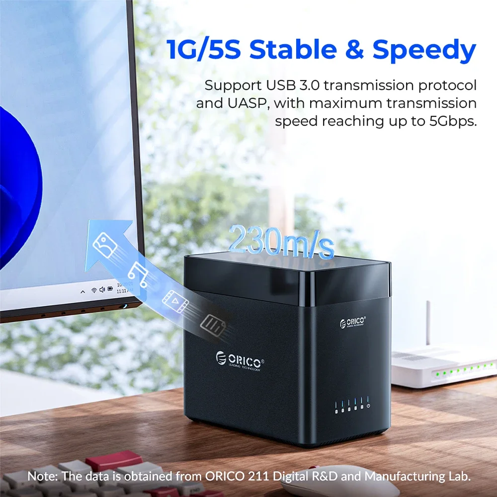 ORICO 5-бакетная док-станция для жесткого диска 3,5 дюйма, корпус USB3.1 для жесткого диска типа ...