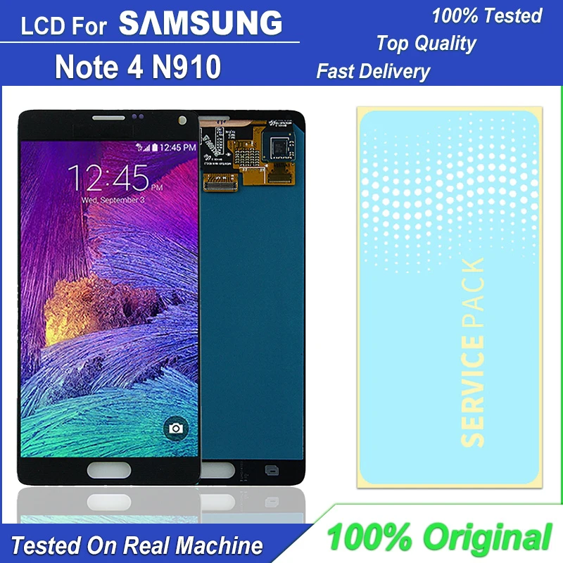 Original 5.7 "burn display para samsung galaxy n910 n910f n9100 lcd tela de toque digitador ...