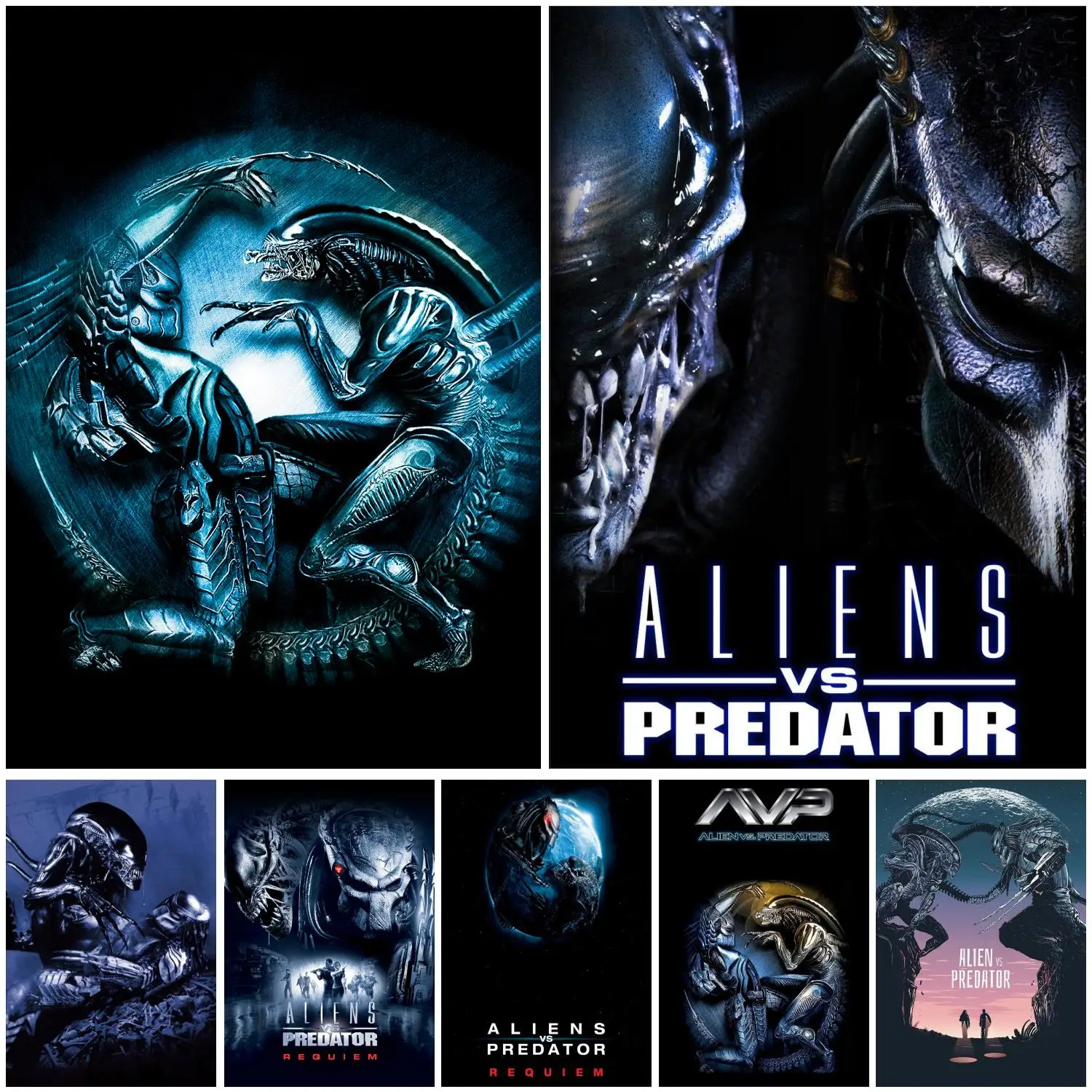 Aliens-vs-Predator-P-ster-de-arte-en-lienzo-Vintage-de-ciencia-ficci-n ...