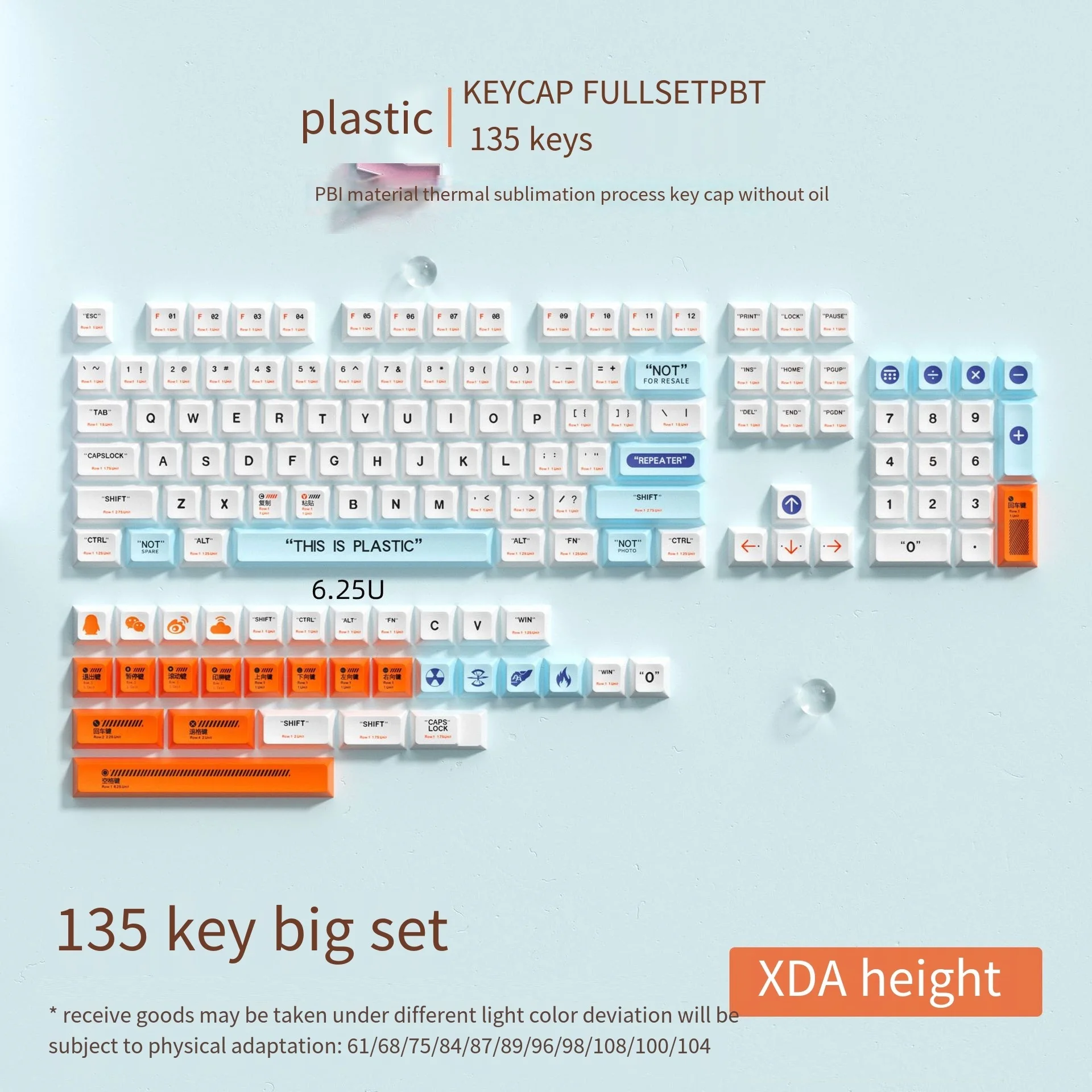 Plastic-Theme-Mechanical-Keyboard-Keycaps-Large-Full-Set-of-XDA-High ...