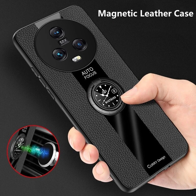 Magnetic-Ring-Phone-Case-For-Honor-Magic-5-Pro-Case-Luxury-PU-Leather ...