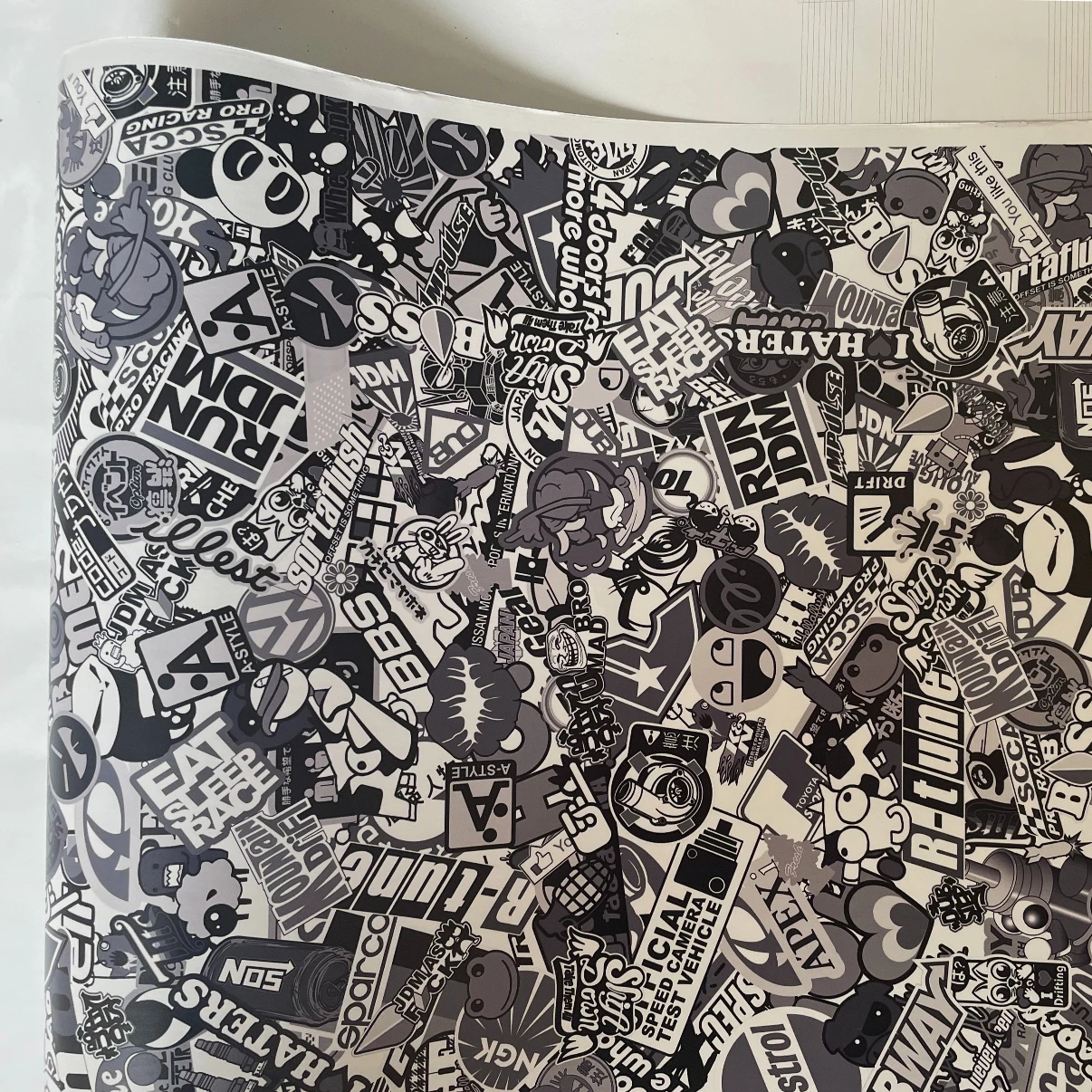 Black And White Pattern PVC Adhesive Cartoon Graffiti Bomb Sticker ...