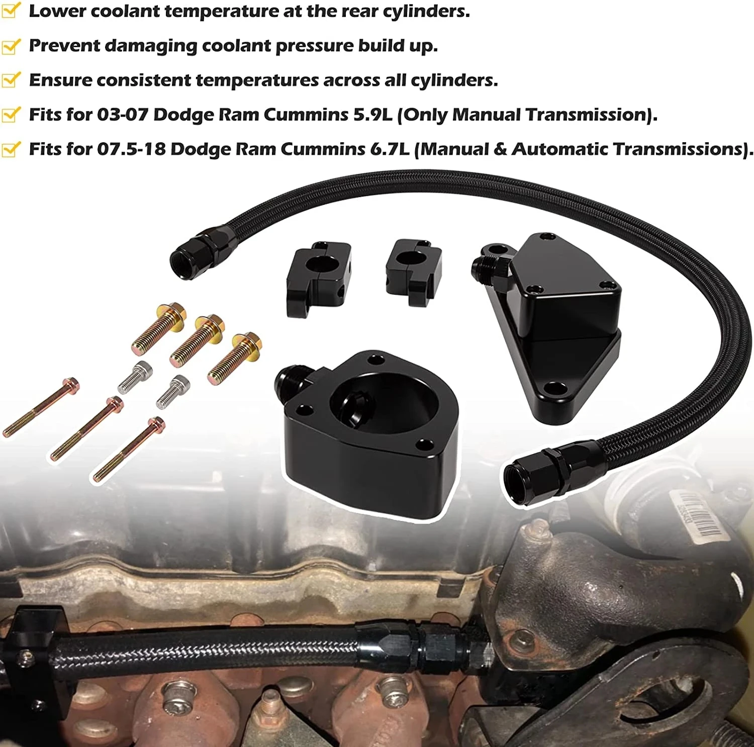 Coolant Bypass Kit With Nylon Braided Hose Perfectly, 48% OFF