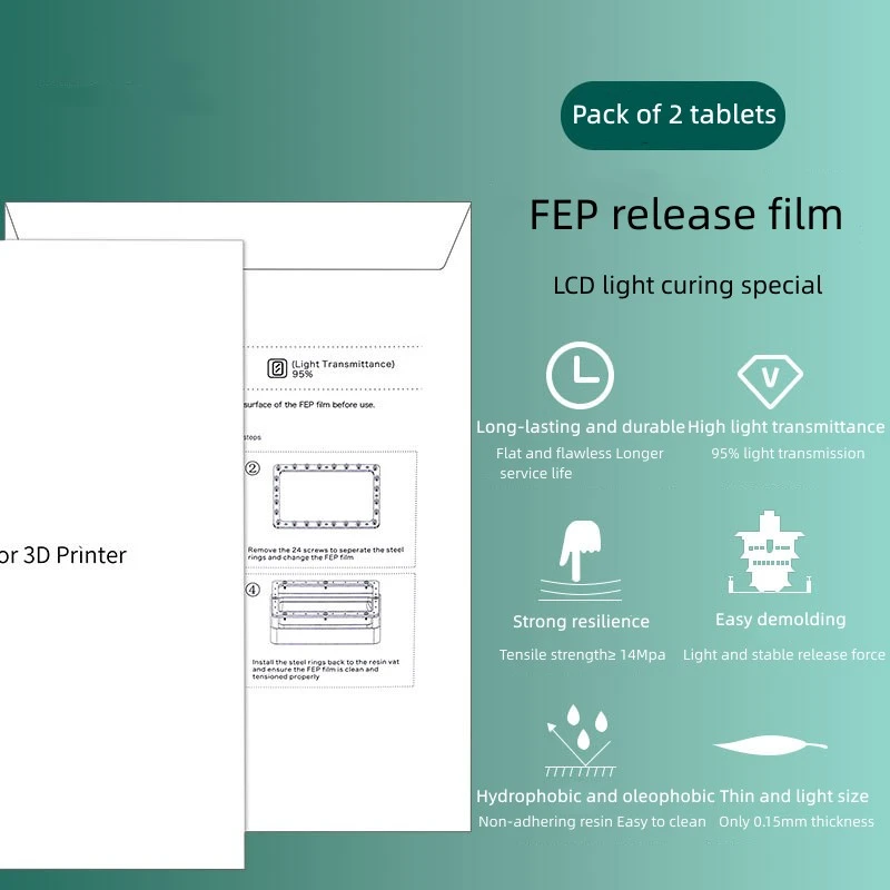 2pcs DIY 3D Printer accessories high purity FEP resin light curing ...