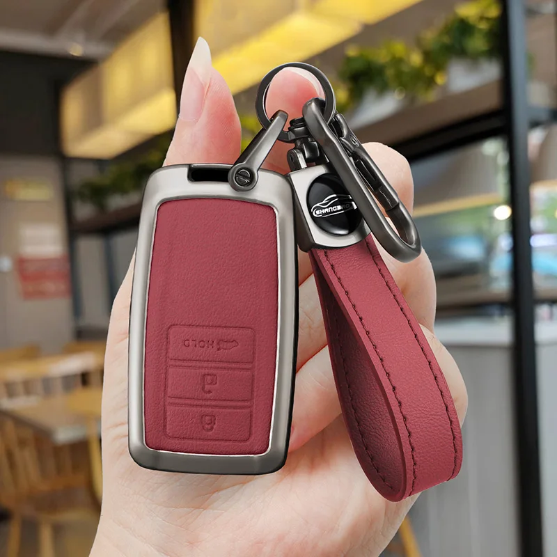 Leather Car Key Cover Smart Remote Fobs Shell Case Auto Accessories For ...