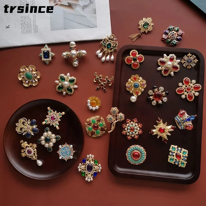 trsince Retro Simple Enamel Geometric Hollow Shaped Brooch Antique ...