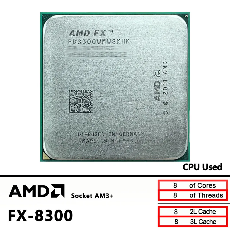 AMD FX-8300 3,3 GHz usado enchufe de ocho núcleos 8M AM3+ CPU 95W ...