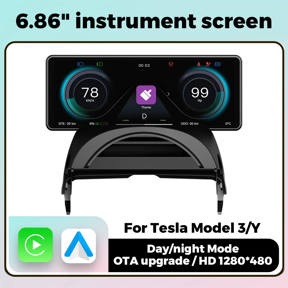 For-Tesla-Model-3-Y-HUD-6-86Inch-Digital-Dashboard-Cluster-Instrument ...