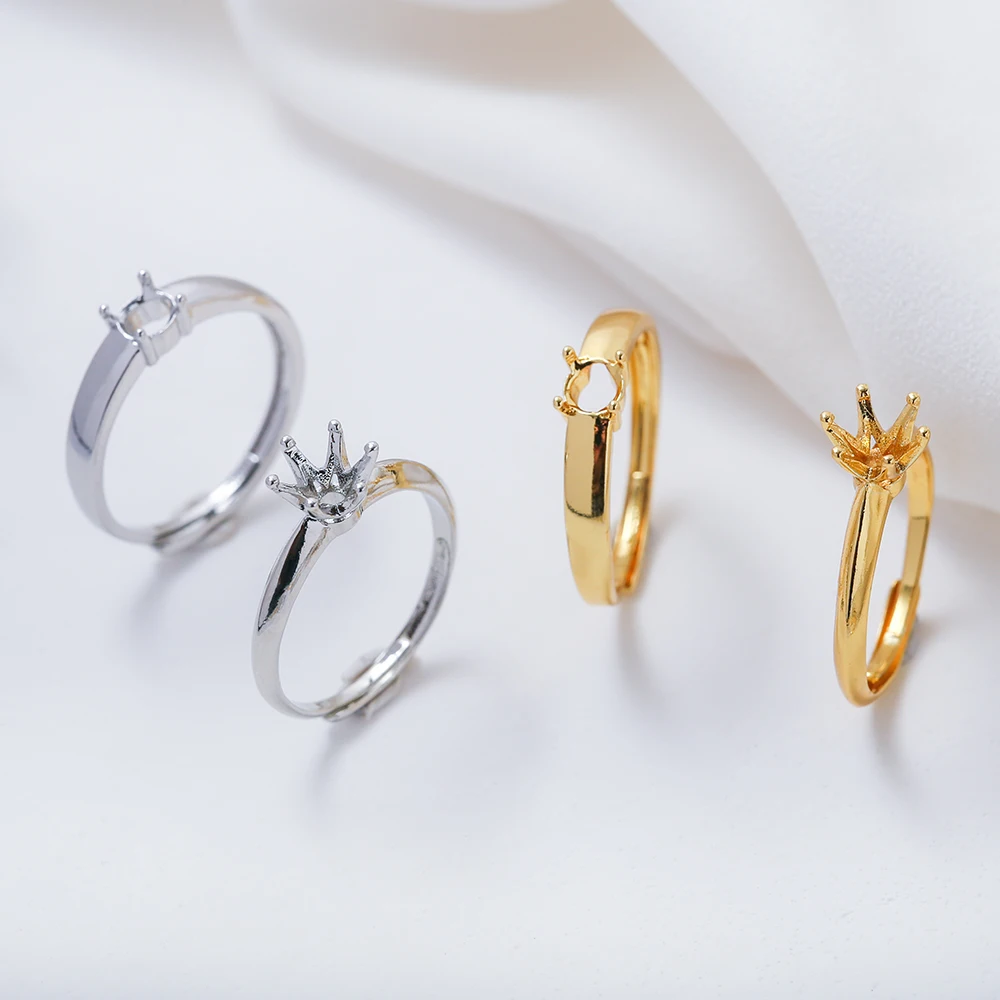 6-Claw-Semi-Mount-Adjustable-Ring-Blank-Brass-18K-Gold-Plated-Finger ...