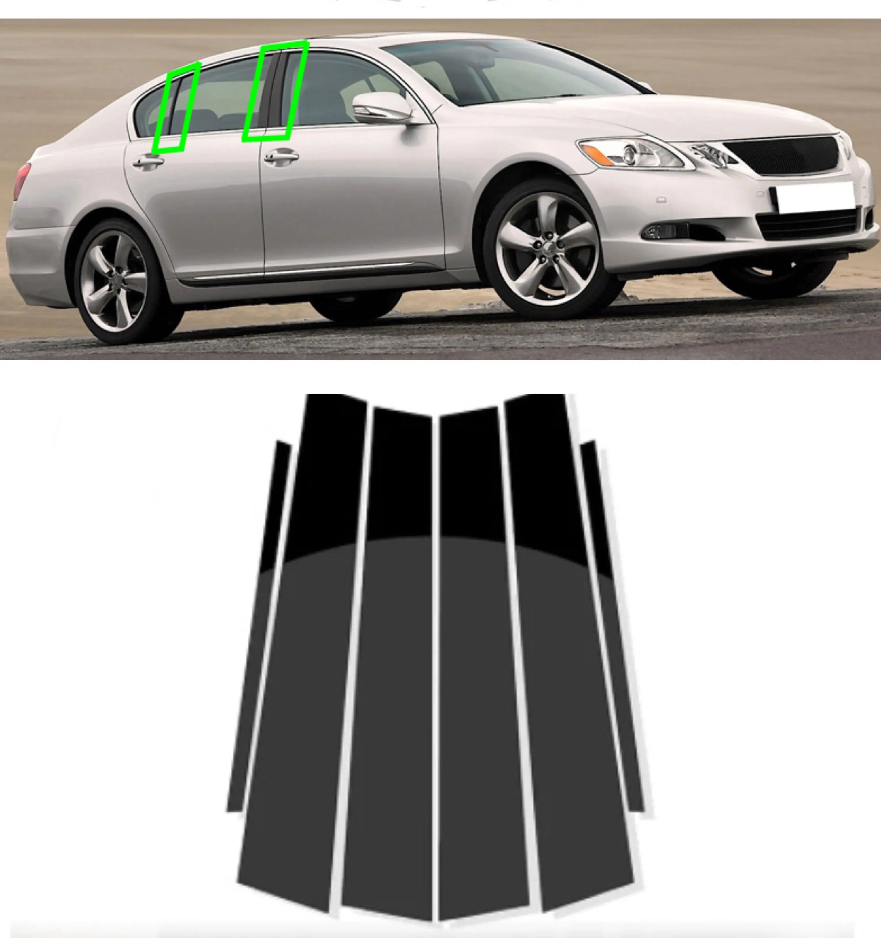 6Pcs-Car-Door-Window-Pillar-Posts-Trim-Covers-Sticker-For-Lexus-GS-2006 ...