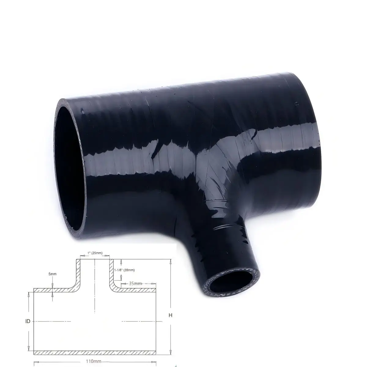GUEN T Shaped Elbow General Silicone Coolant Intercooler Pipe Hose ...