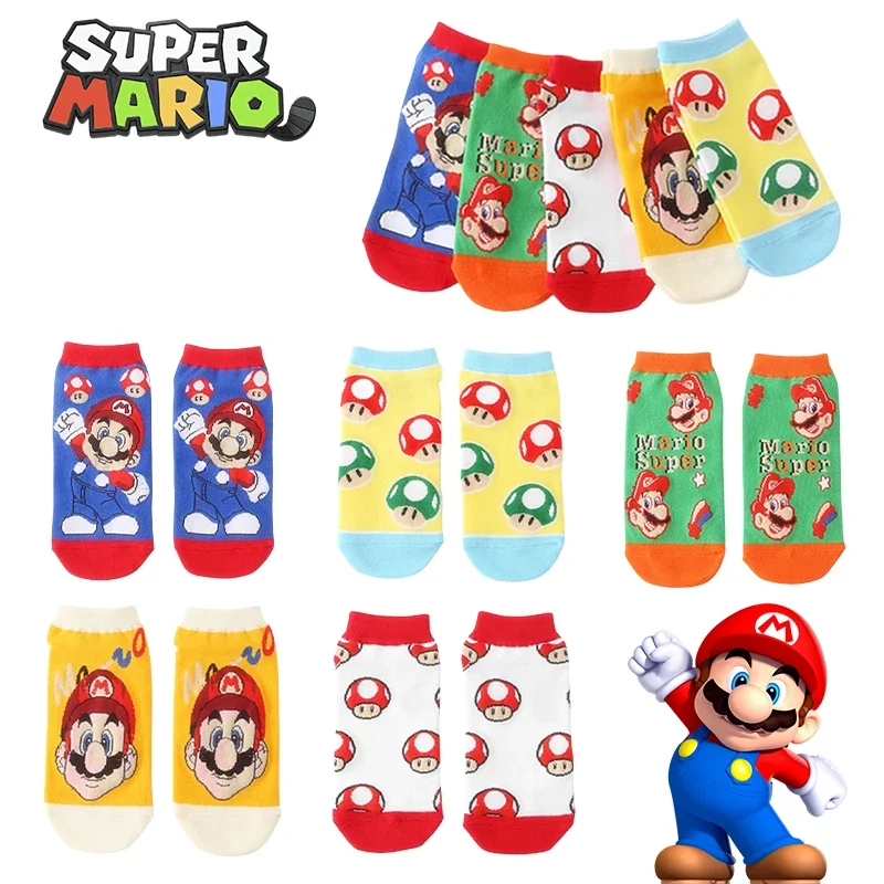 5pcs-Super-Mario-Women-s-Boat-Socks-Breathable-Casual-Cotton-Cosplay ...