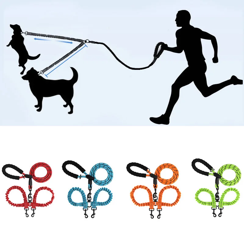 New-One-Drag-Two-Double-Head-Pet-Towing-Rope-Night-Reflection-Anti ...