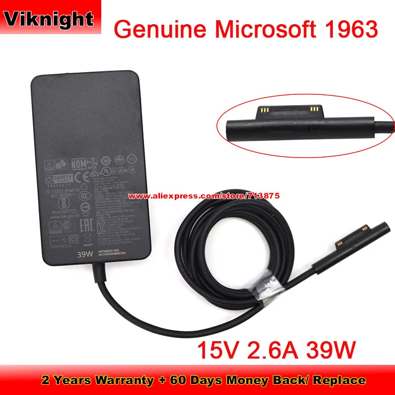 Genuine Microsoft 1963 39w Charger For Microsoft Surface Laptop Go 1943 Power Supply Adapter 15v ...