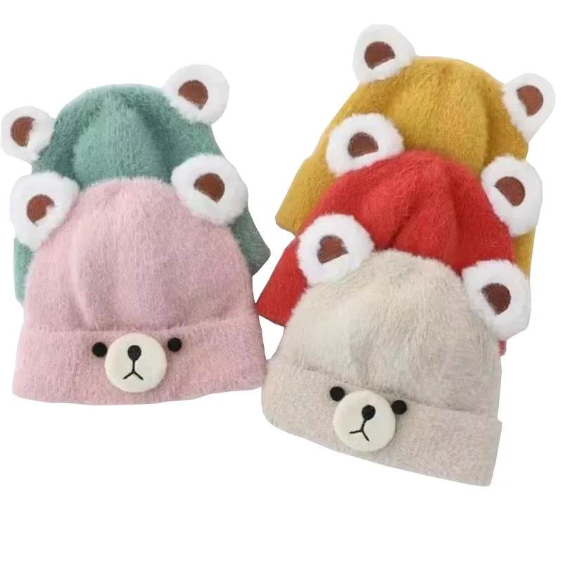 Gorro de punto suave con orejas de oso para bebé, gorro cálido de ...