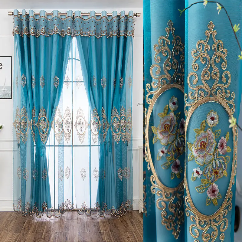 Blue Floral Bedroom Curtains | Free Global Delivery