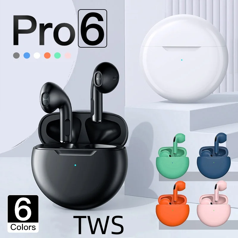New-Pro-6-TWS-Wireless-Headphones-with-Mic-Fone-Bluetooth-Earphones ...