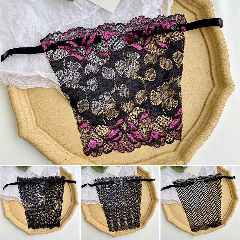 Womens-Lace-Tube-Top-Invisible-Panel-Anti-glare-Cleavage-Cover-Up-Mock ...