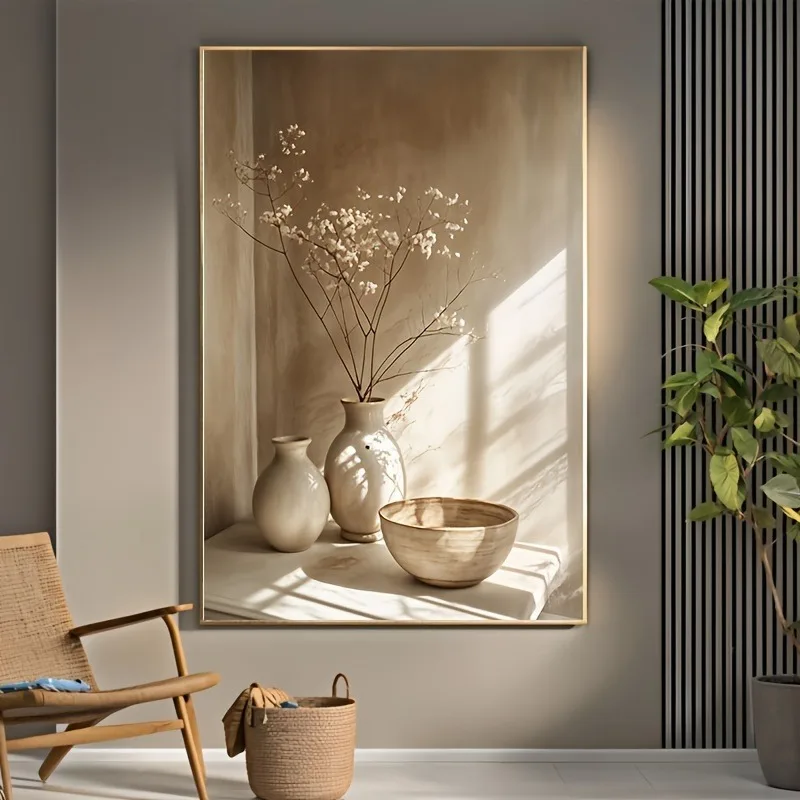 Art Deco Retro Floral Vase Canvas Wall Art Print, Frameless Modern ...