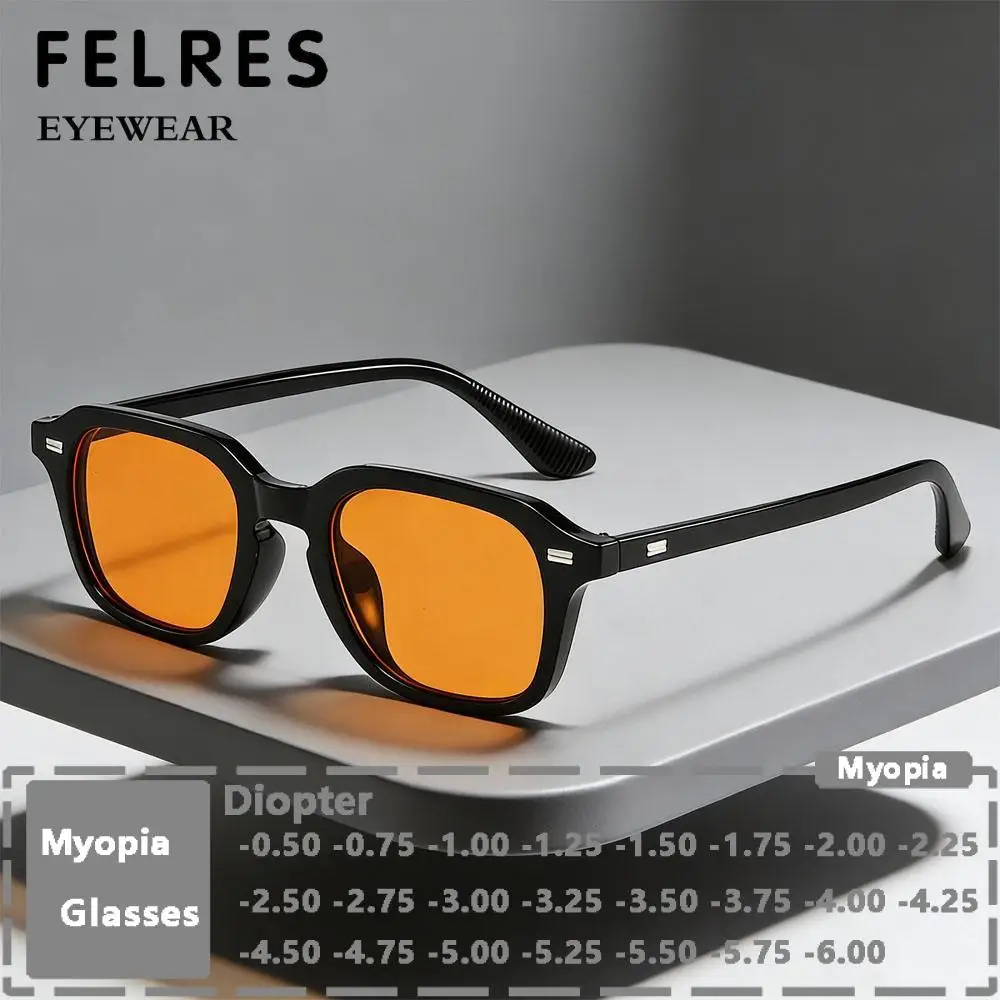 Designer Square Myopia Sunglasses Men Women Retro Tinted Prescription ...