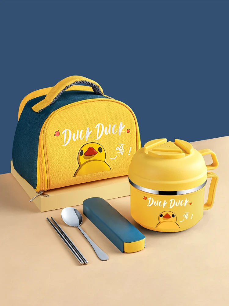 Lunch Box For Children Cartoon Duck Pattern Kids Food Boxes With Bag ...