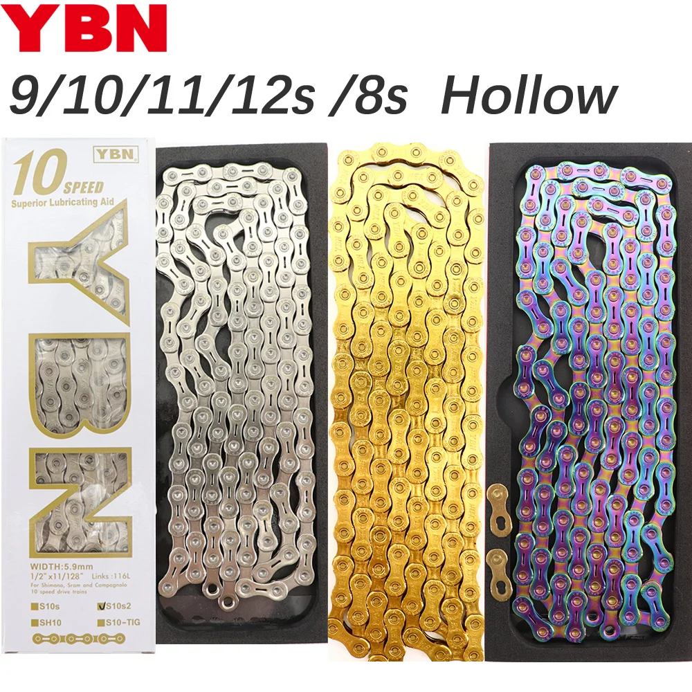 Ybn Bike Chain 8 9 10 11 12s Speed Sla Silver Hollow Gold Oil Slick ...