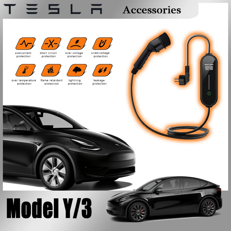 Tesla-Portable-EV-Charger-Wallbox-Type2-Cable-32A-7KW-with-CEE-Plug ...
