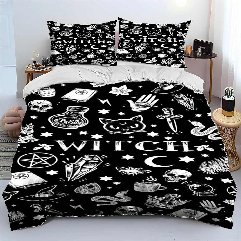 Horror Skull Death Witch Gothic Comforter Bedding Set,Duvet Cover Bed ...