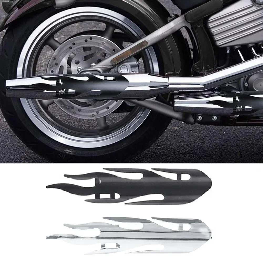 1PC Retro Flame Style Motorcycle Exhaust Muffler Pipe Heat Shield Cover ...