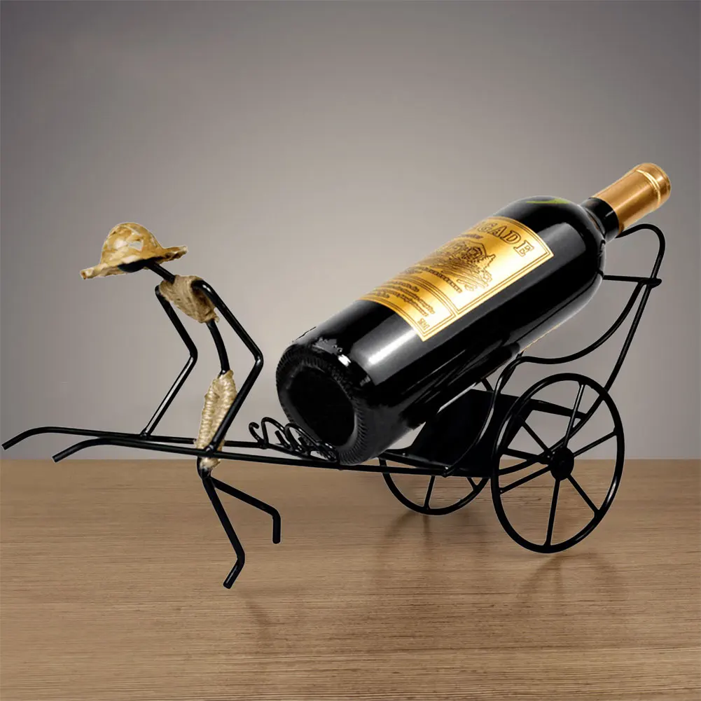 Retro-Metal-Red-Wine-Rack-Rickshaw-Design-Wrought-Iron-Wine-Holder-Home ...