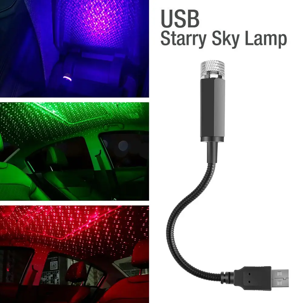 Universal USB LED Car Roof Star Night Light Projector Atmosphere Galaxy ...