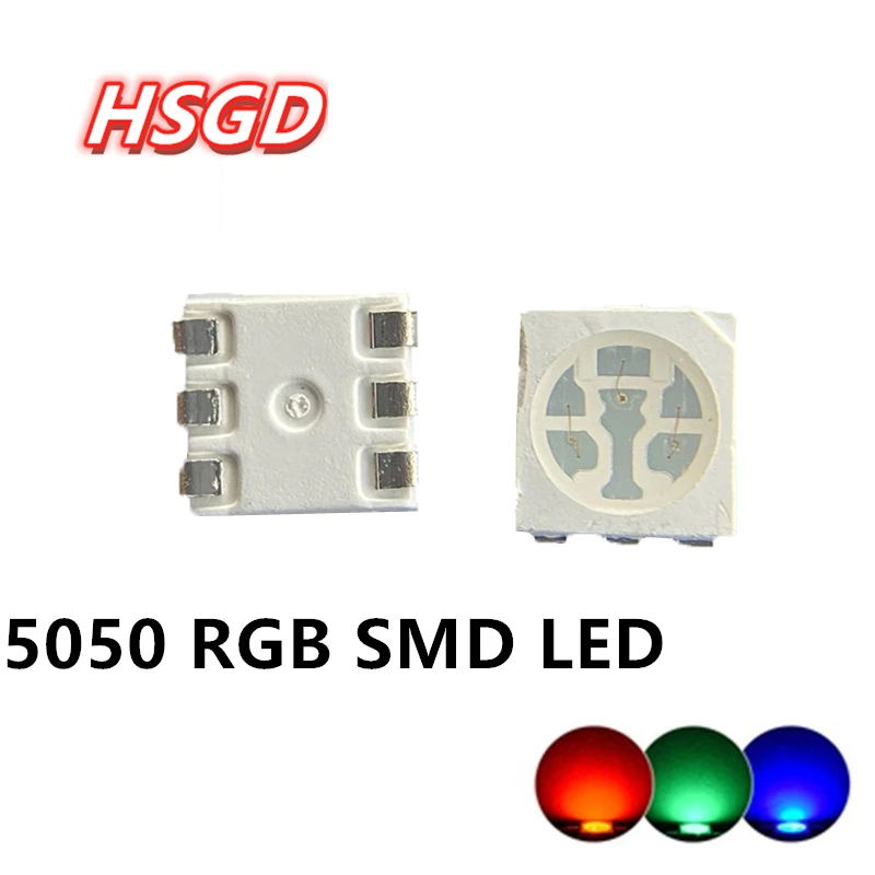 100pcs 5050 RGB SMD/SMT LED PLCC-6 3-CHIPS Super Bright lamp light High ...