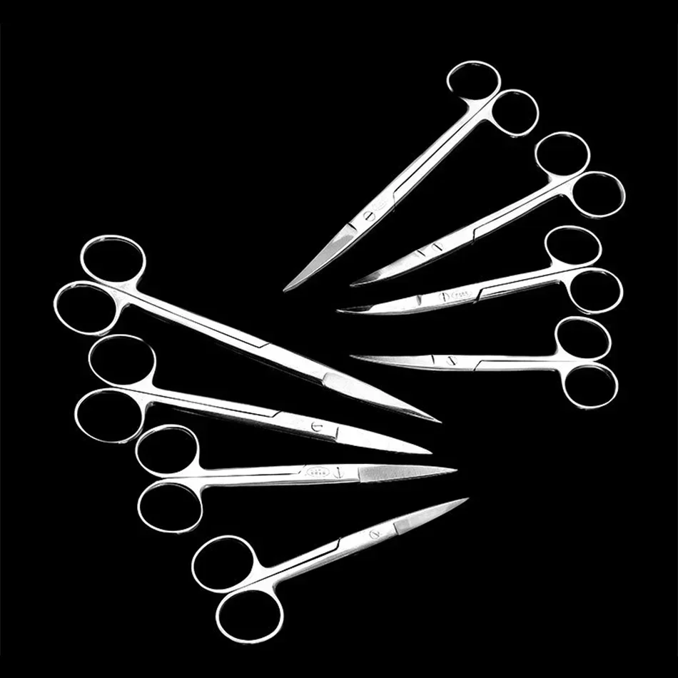 Dental-Medical-Stainless-Steel-Scissors-Elbow-Straight-Tip-Thickened ...