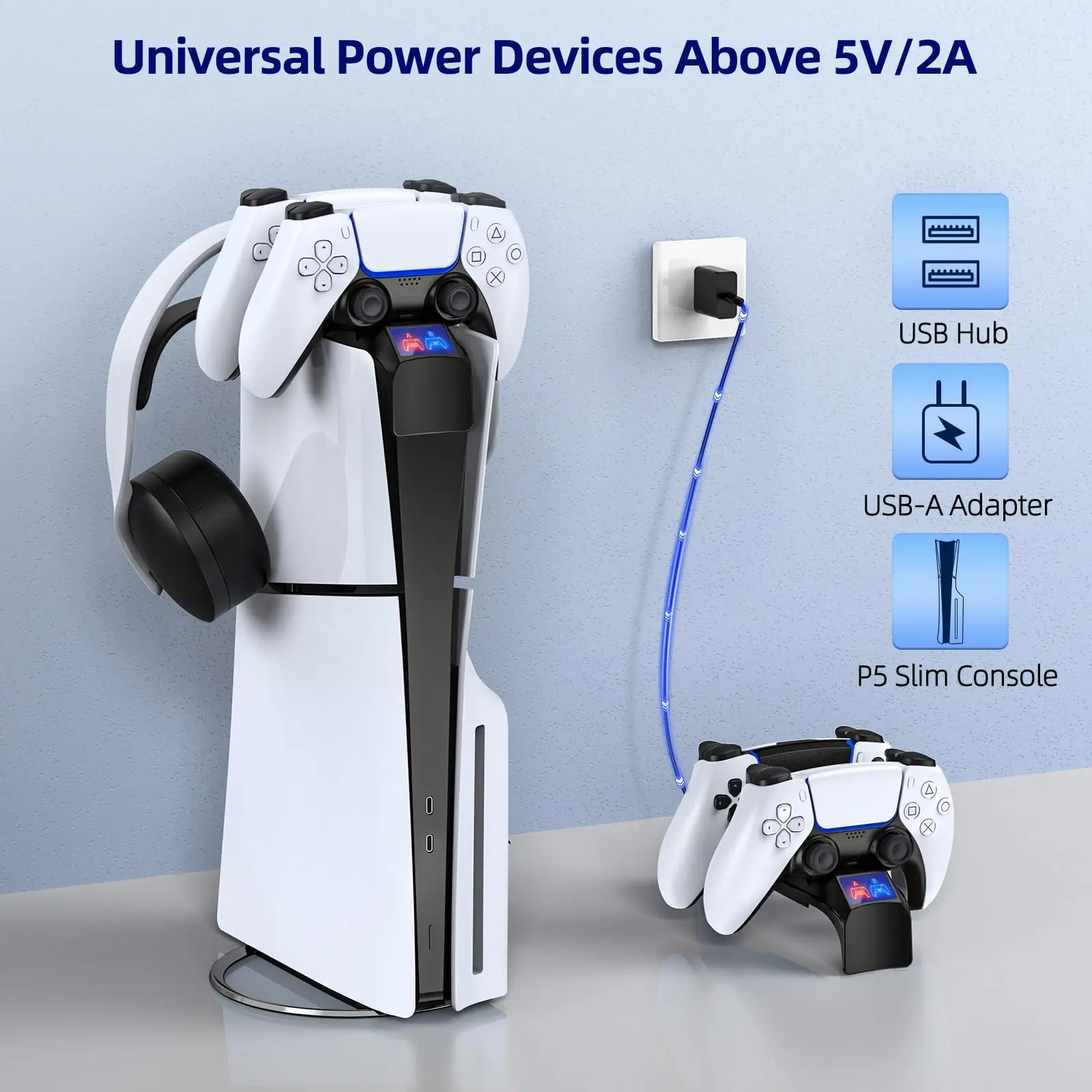 For-PS5-Controller-Charger-for-PS5-Slim-Console-Top-Charger-Station-for ...