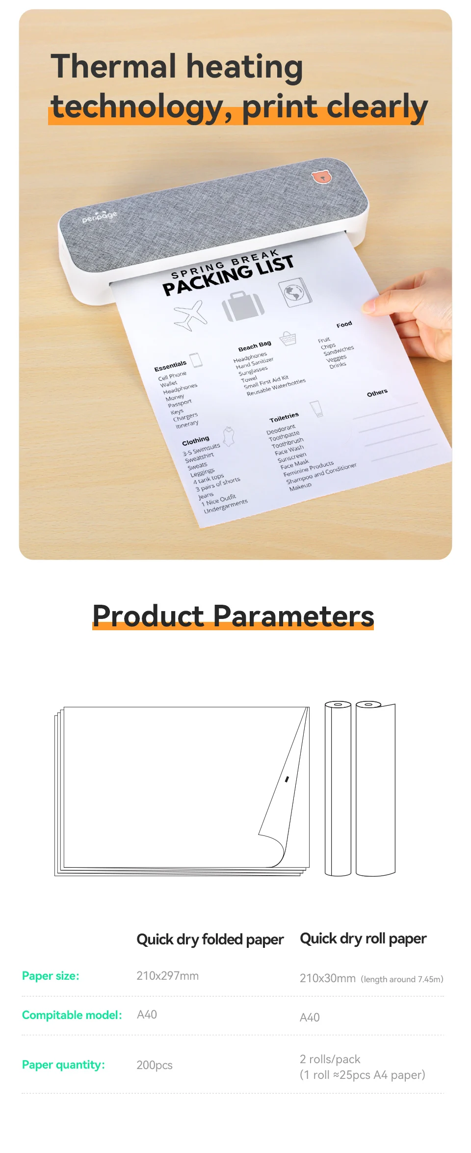 Toutes nos imprimantes,Mini imprimante A4 sans BPA,papier thermique à ...