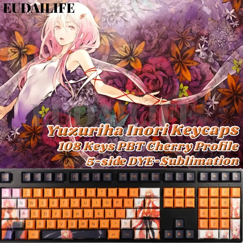 Anime-Yuzuriha-Inori-108-Key-Caps-PBT-DYE-Sublimation-Cherry-MX-Cross ...