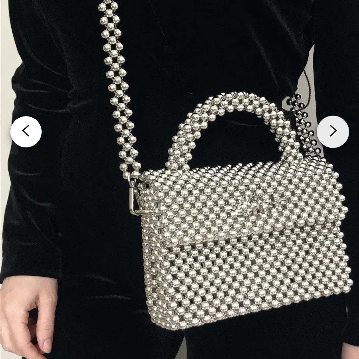 Silver-Beaded-Bag-Cross-Body-Designer-Bags-Handmade-Ladies-Bags-Handbag ...