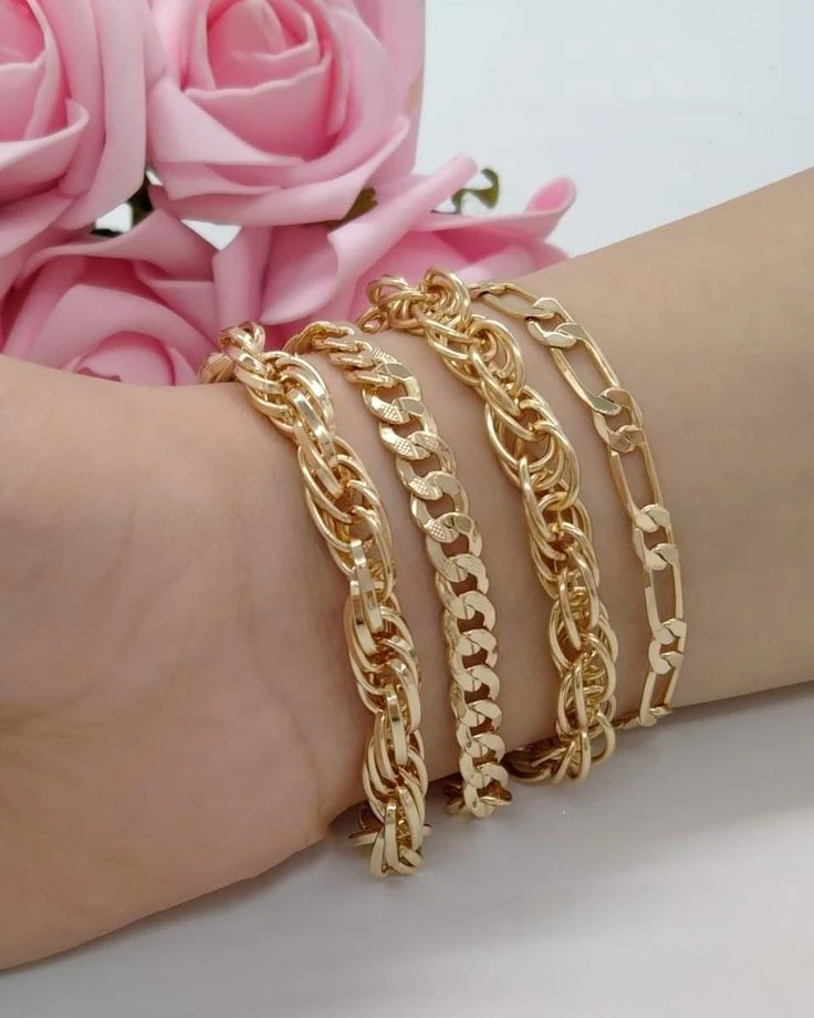 4pcs Punk Hip Hop Metal Chain Women's Bracelet Party Daily Jewelry ...