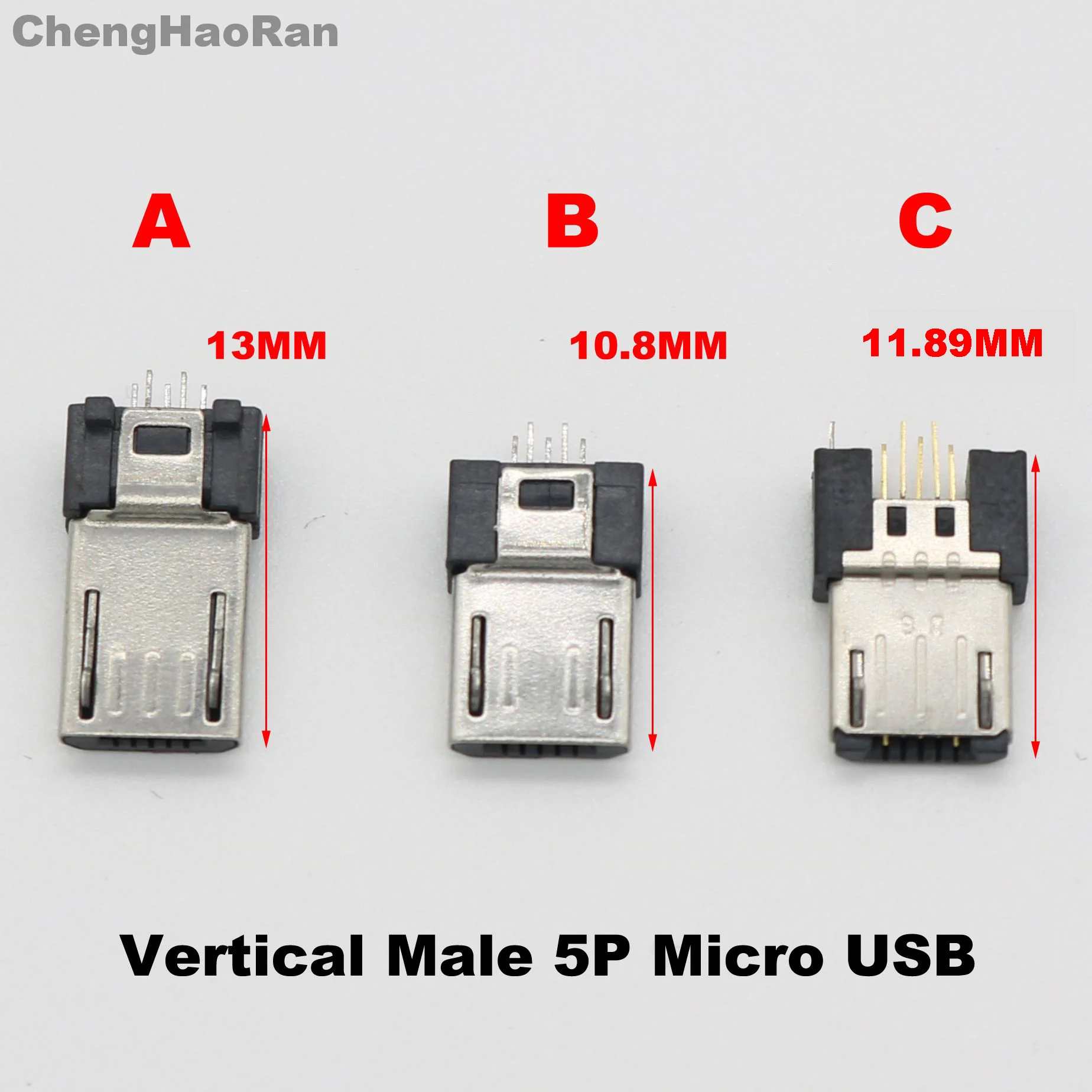 2-5-10PC-10MM-10-8MM-13MM-5P-Vertical-Micro-USB-Male-Head-Connector-For ...