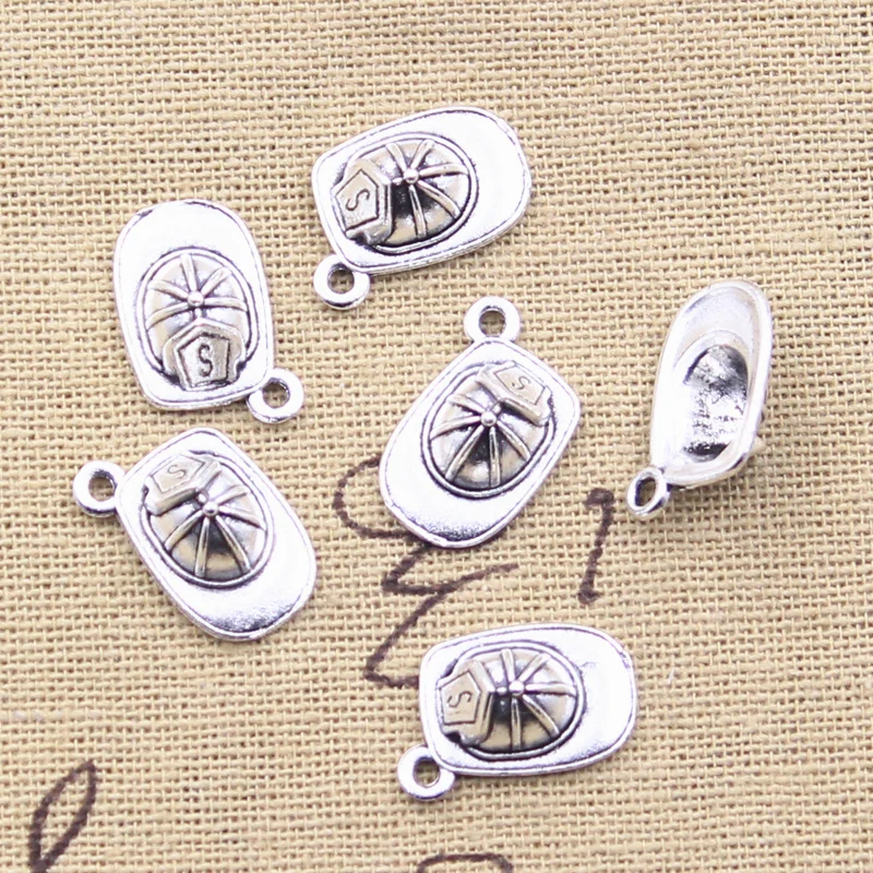 30pcs Charms Helmet Hat Cap 17x11x6mm Antique Silver Color Pendants Diy ...
