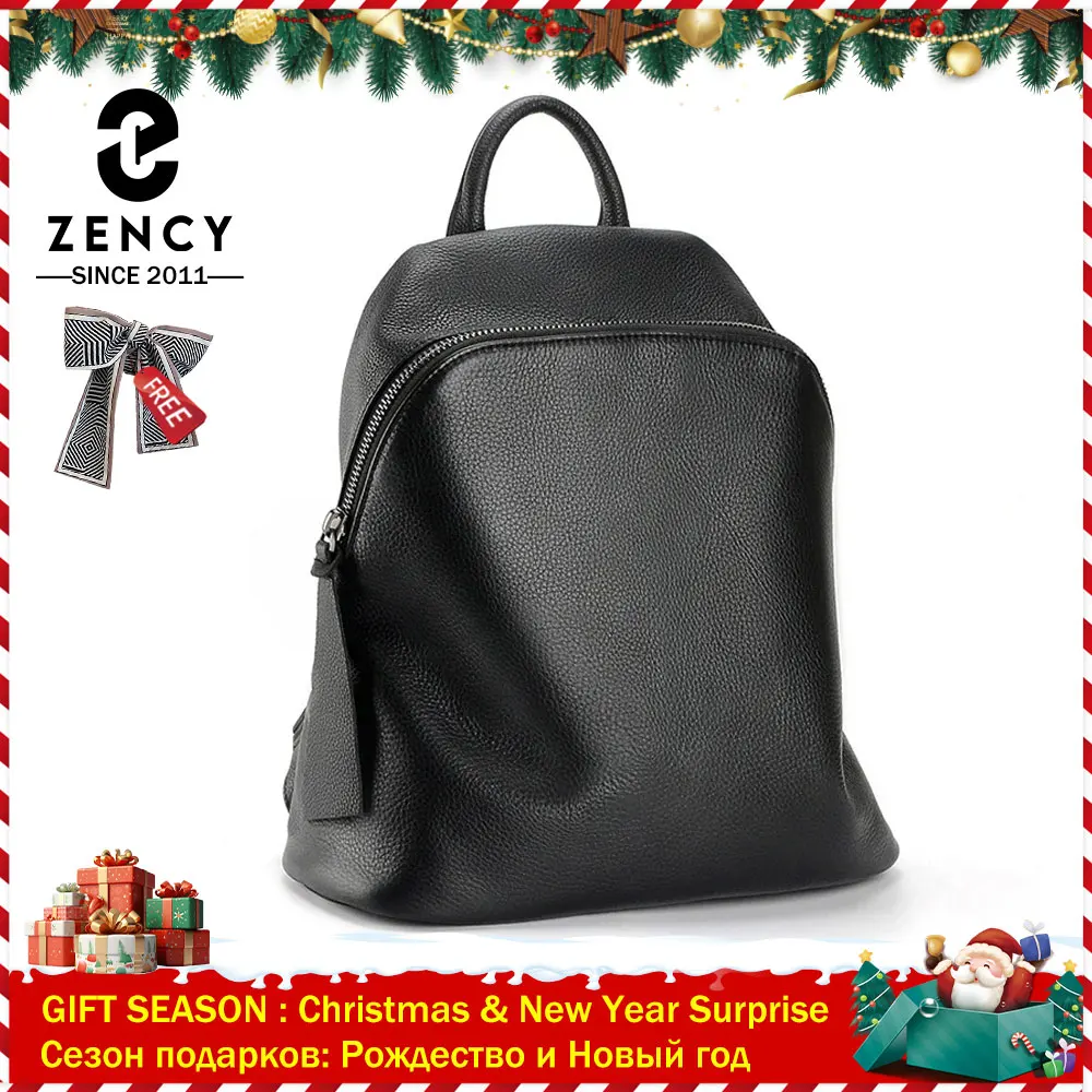 Zency-Cowhide-100-Genuine-Leather-Black-Women-Backpack-Vintage-Travel-Bags-Notebook-Schoolbag ...