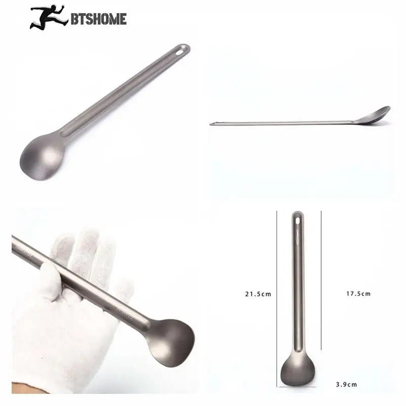 Long Handled Spoons 1Pcs Titanium Spoon 21.5Cm X 3.9Cm Camping Spoon ...