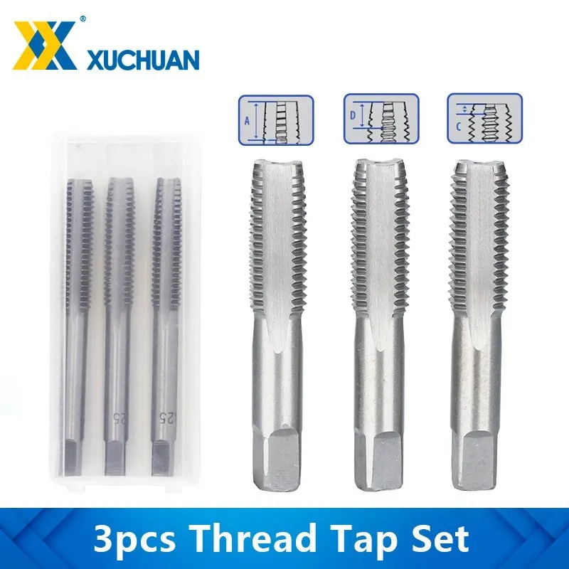 3pcs-Hand-Thread-Tap-Set-HSS-Metric-Plug-Tap-Metal-Screw-Tap-Drill-M2 ...
