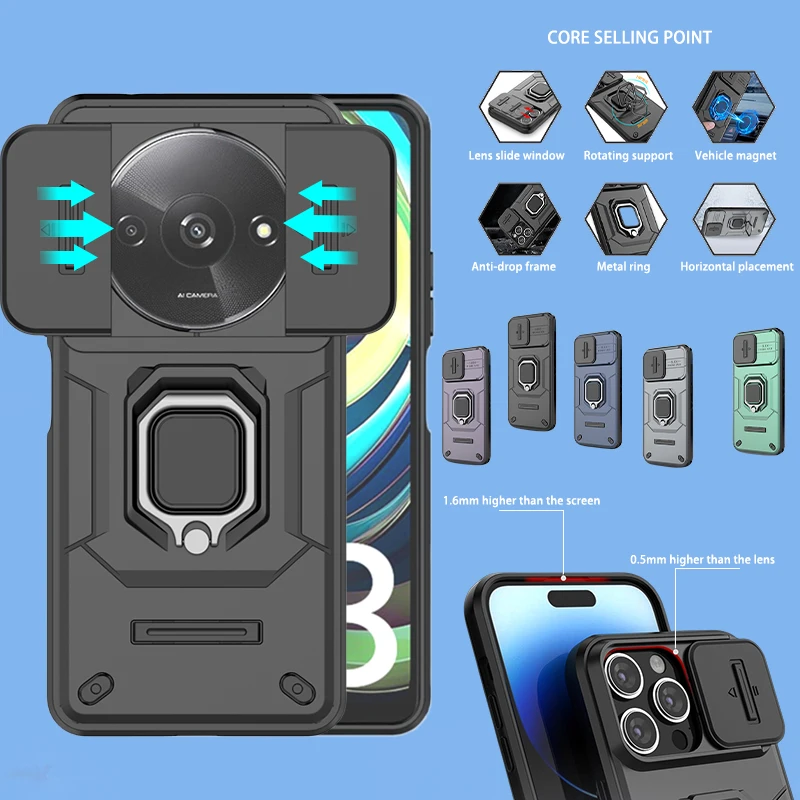 For-Xiaomi-Redmi-A3-Case-A-3-Magnetic-Ring-Holder-Phone-Case-For-Redmi ...