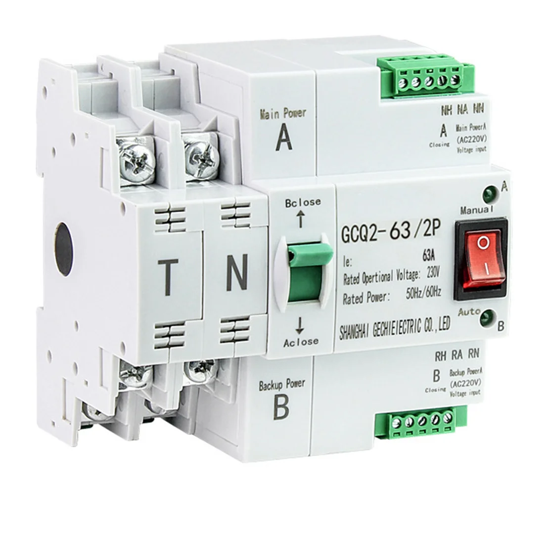 ATS Dual-Power Automatic Transfer Switch Uninterrupted Power 2P 63A ...