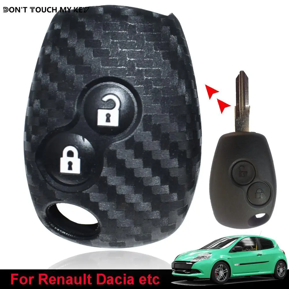 2-Button-Carbon-Fiber-Silicone-Car-Key-Shell-Fob-Case-Cover-Holder-For ...
