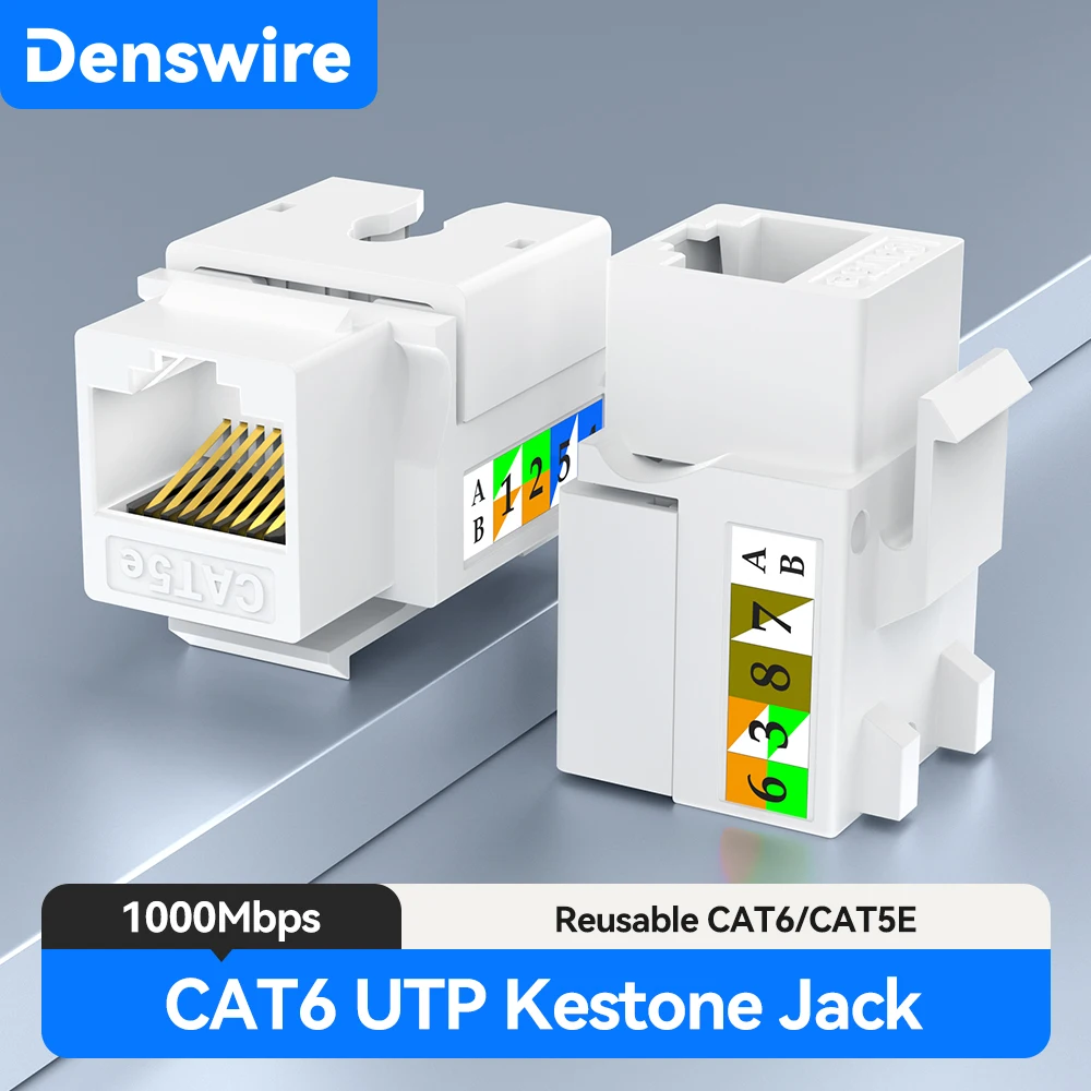 Denswire RJ45 Cat5E/6 Keystone Jack, Unshielded Punch-Down Module ...